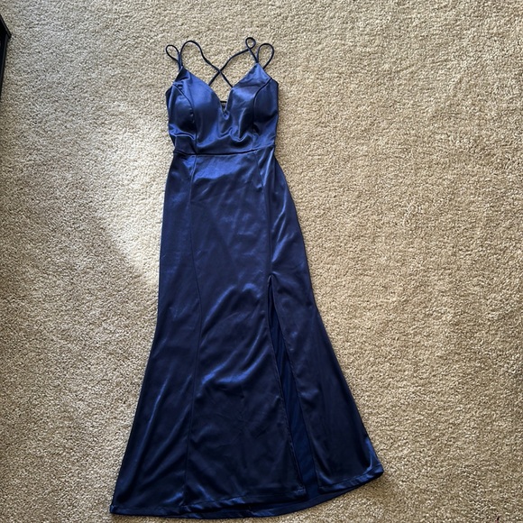 Windsor | Dresses | Windsor Blue Satin Evening Gown | Poshmark